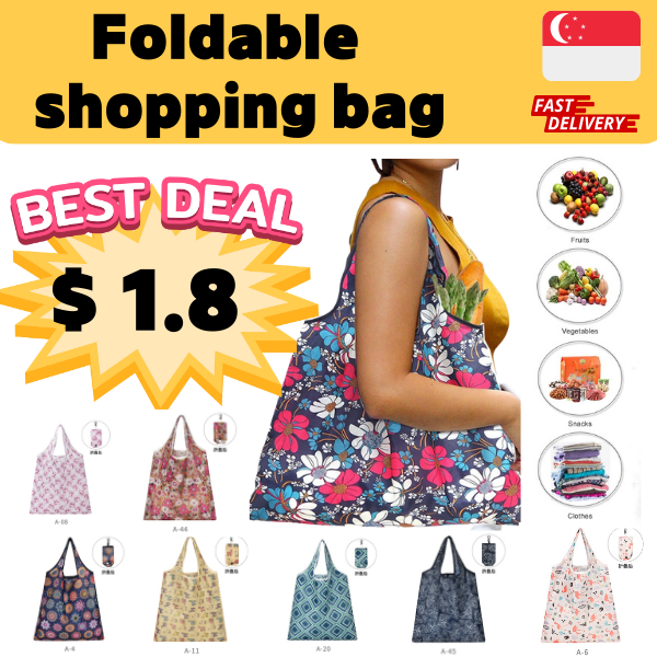 [SG READY STOCK] Foldable Shopping Bag Recycle Tote Bag - Easy to Clean ...