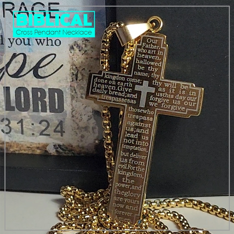 Christian Bible Verses Cross Chain Necklace Stainless Steel Pendant ...