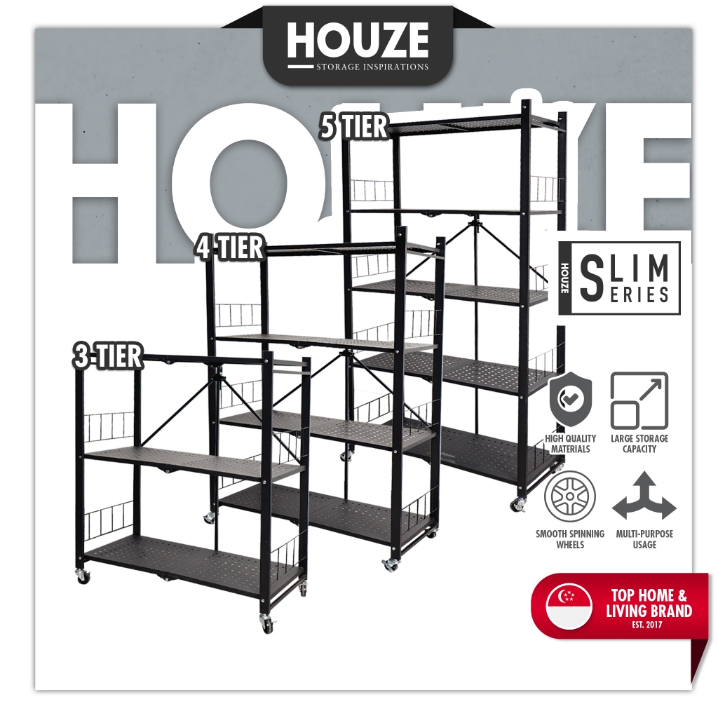 [HOUZE] 3|4|5 Tier Foldable Crossline Storage Shelf (L: 72cm W:34cm ...