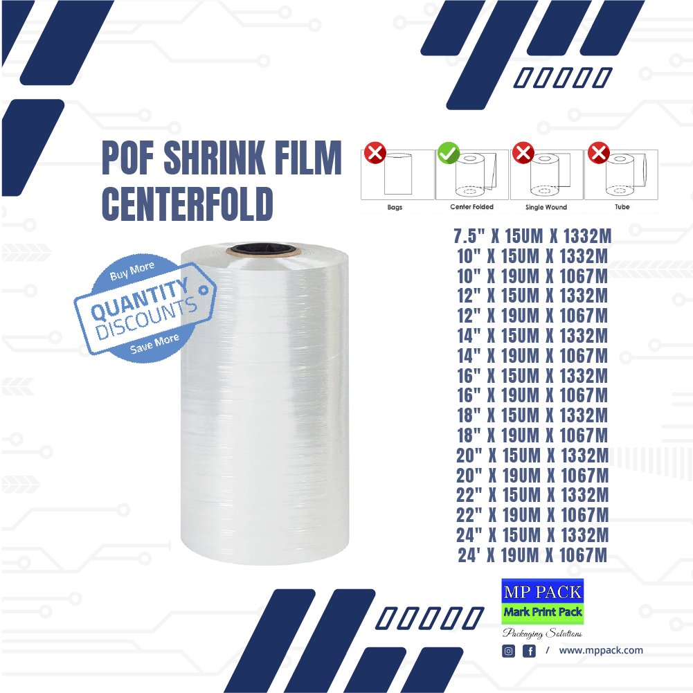 POF Shrink Film (Centre Fold) Wrap/Plastic/Packaging 7.5"/10"/12"/14 ...