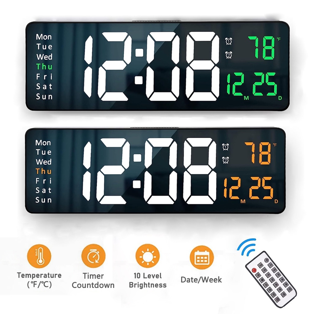 ⚡SG Next Day Delivery⚡13/16inch Large Display LED Digital Wall Clock ...