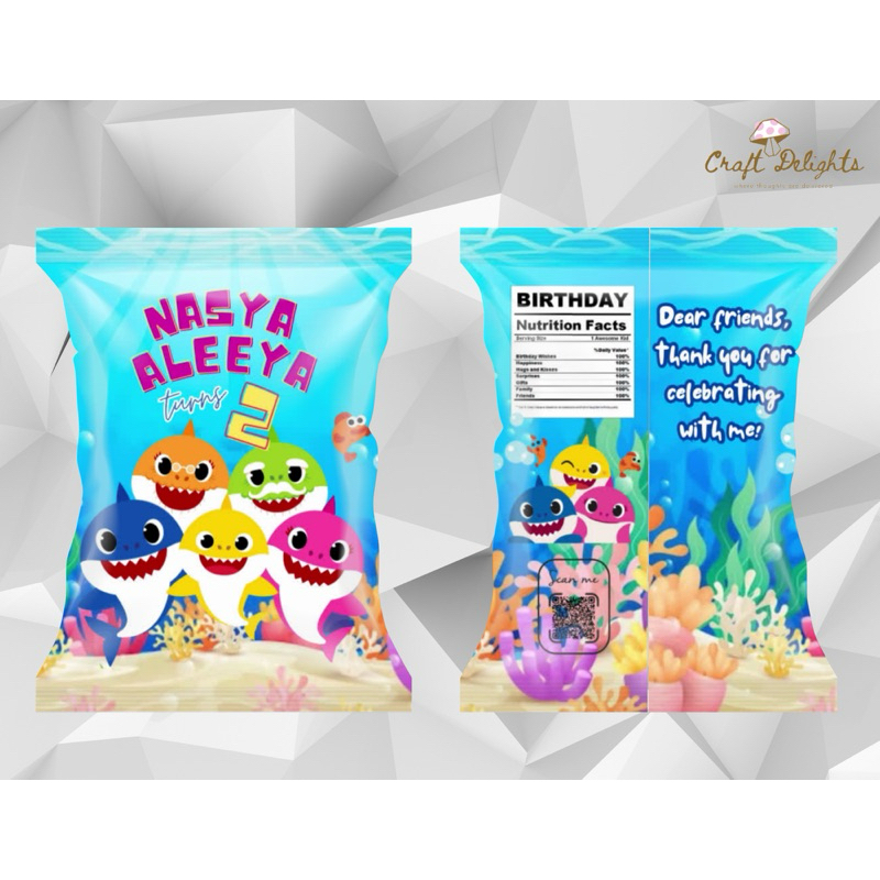 Baby Shark Chip Bag | Goodie Bag | Personalised Gift | Customised Gift ...