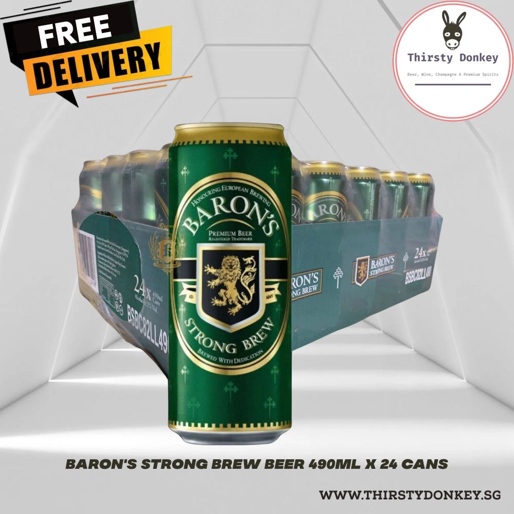 Baron's Strong Brew Beer 490ml x 24 cans (BBD: 01/2026) | Shopee Singapore