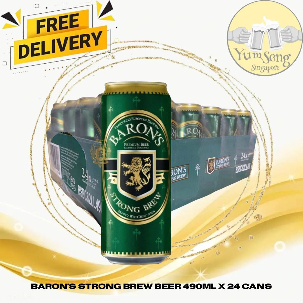 Baron's Strong Brew Beer 490ml x 24 cans (BBD: 01/2026) | Shopee Singapore