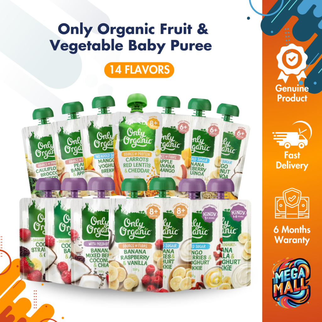 Only Organic Fruit & Vegetable Baby Puree Food Sugar Free Natural and ...