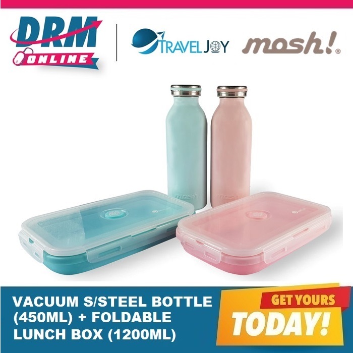 Official Distributor | Mosh!/Travel Joy Combo - S/Steel Bottle (450ml) + Foldable Lunch Box ...
