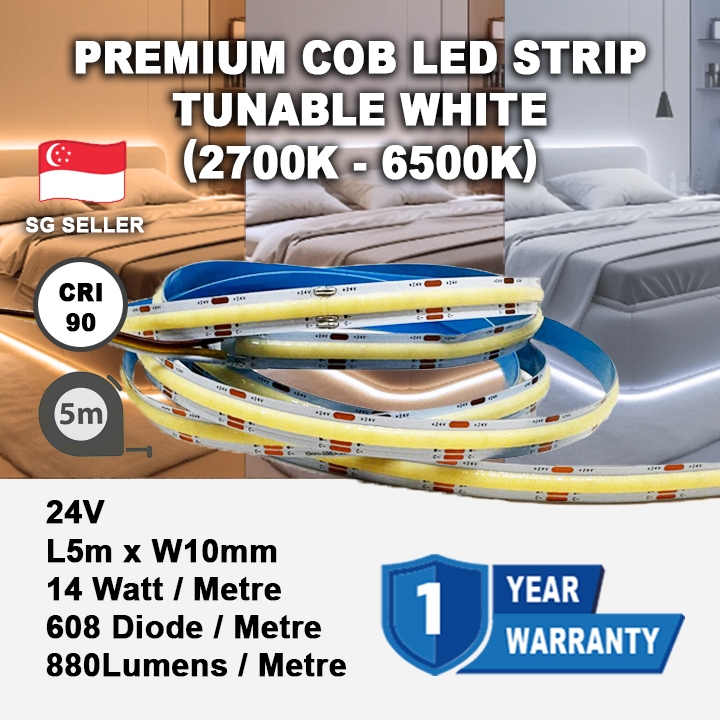 [SG SELLER] Premium COB Tunable White LED Strip Light 2700K-6500K CRI ...
