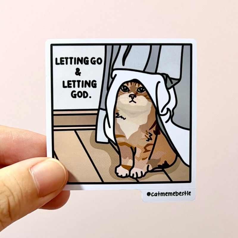 (SG) Corporate Humor Cat Meme Sticker "letting go & letting god ...
