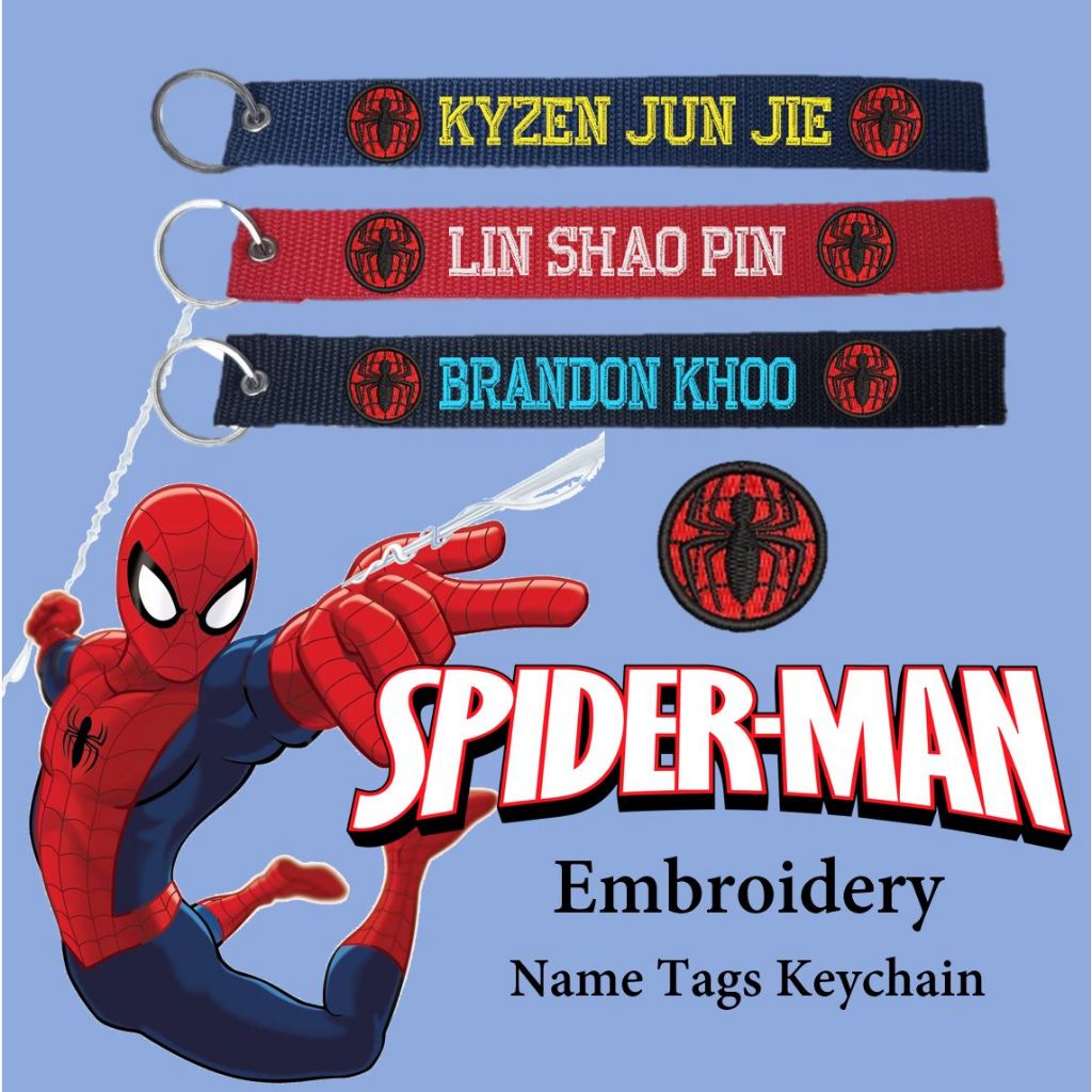 Spiderman Kids Collection Custom Name Keychain Ring Strap School Bag ...