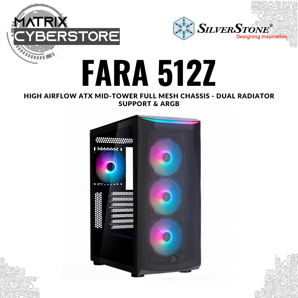 SilverStone FARA 512Z V2 Full Mesh ATX Mid Tower Chassis - Dual ...
