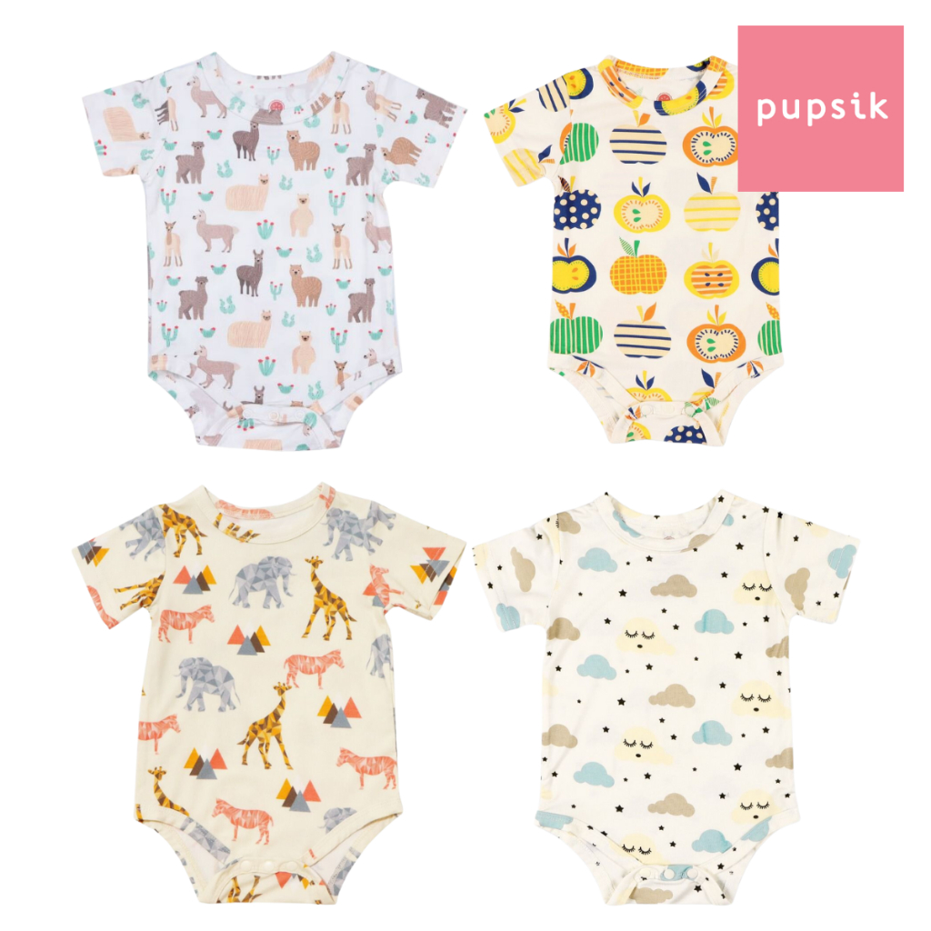 A, Apple Pie Bamboo Baby Short Sleeve Onesie - 3 Designs (5 Sizes ...