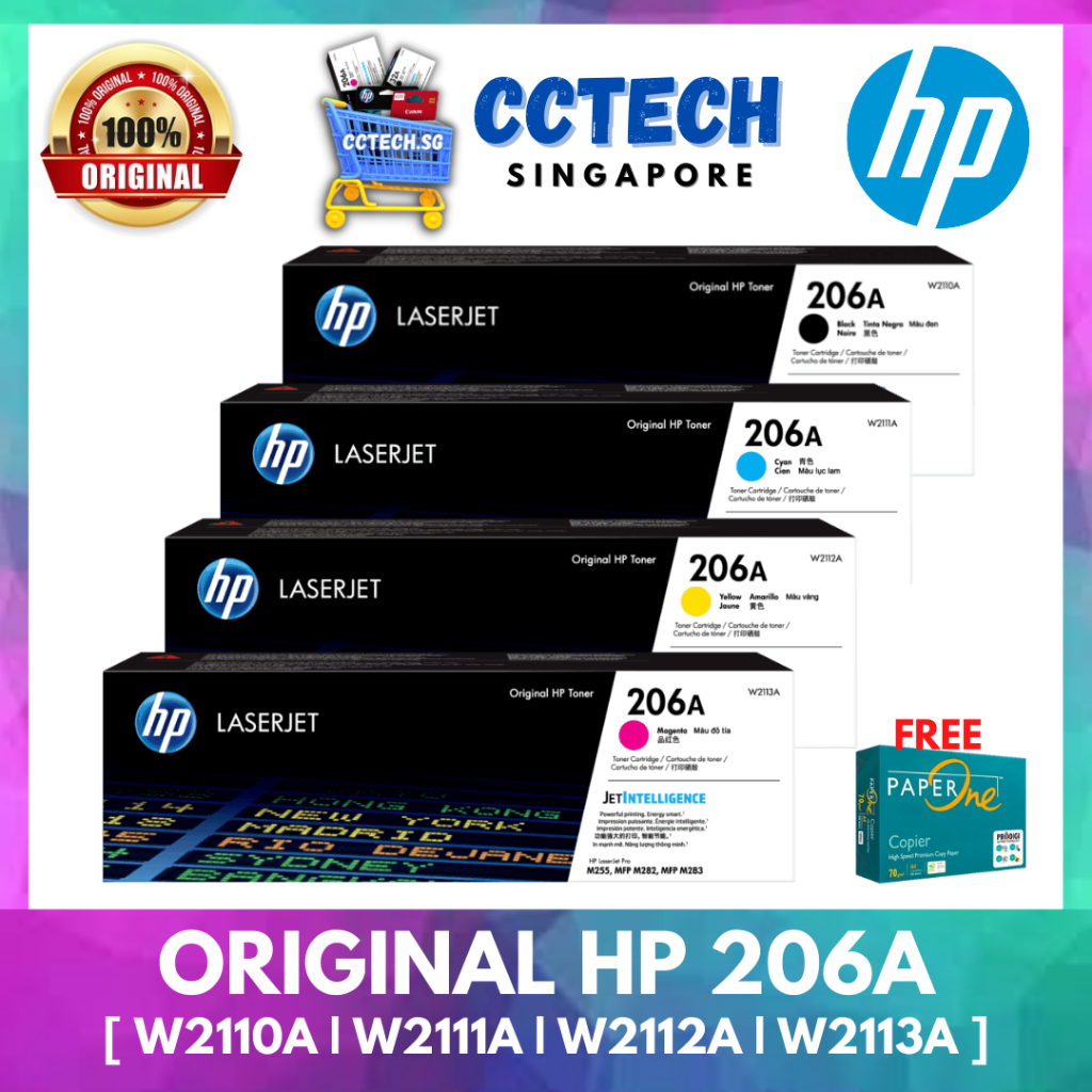 ORIGINAL HP 206A (B/C/Y/M) Toner Cartridge (W2110A/W2111A/W2112A/W2113A ...