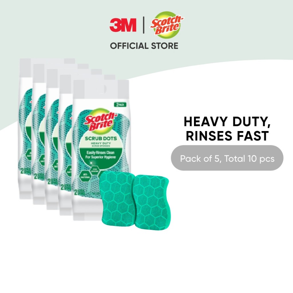 3M™ Scotch-Brite® Scrub Dots Heavy Duty Scrub Sponges, Anti-Bacterial ...