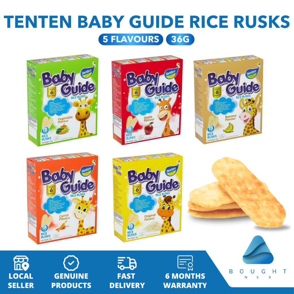 Tenten Baby Guide Rice Rusks 36g 6 Months+ Original Carrot Vegetable ...
