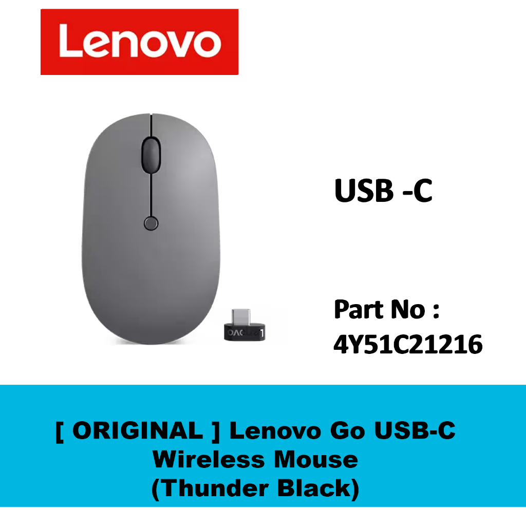 [ ORIGINAL ] Lenovo Go USB-C Wireless Mouse (Thunder Black) | Lenovo ...