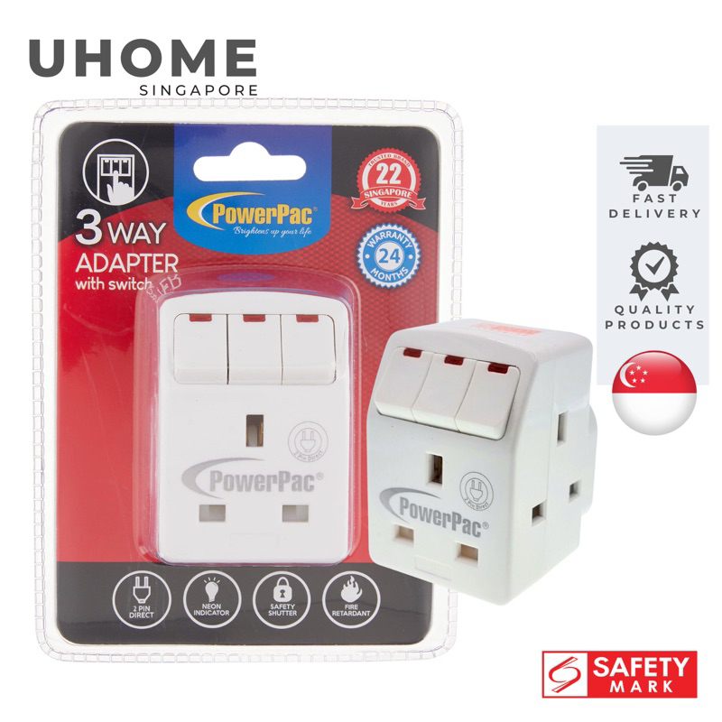 Powerpac 3 Way Multi Adaptor With 2 Pin Direct Plug (PP8733) | Shopee ...
