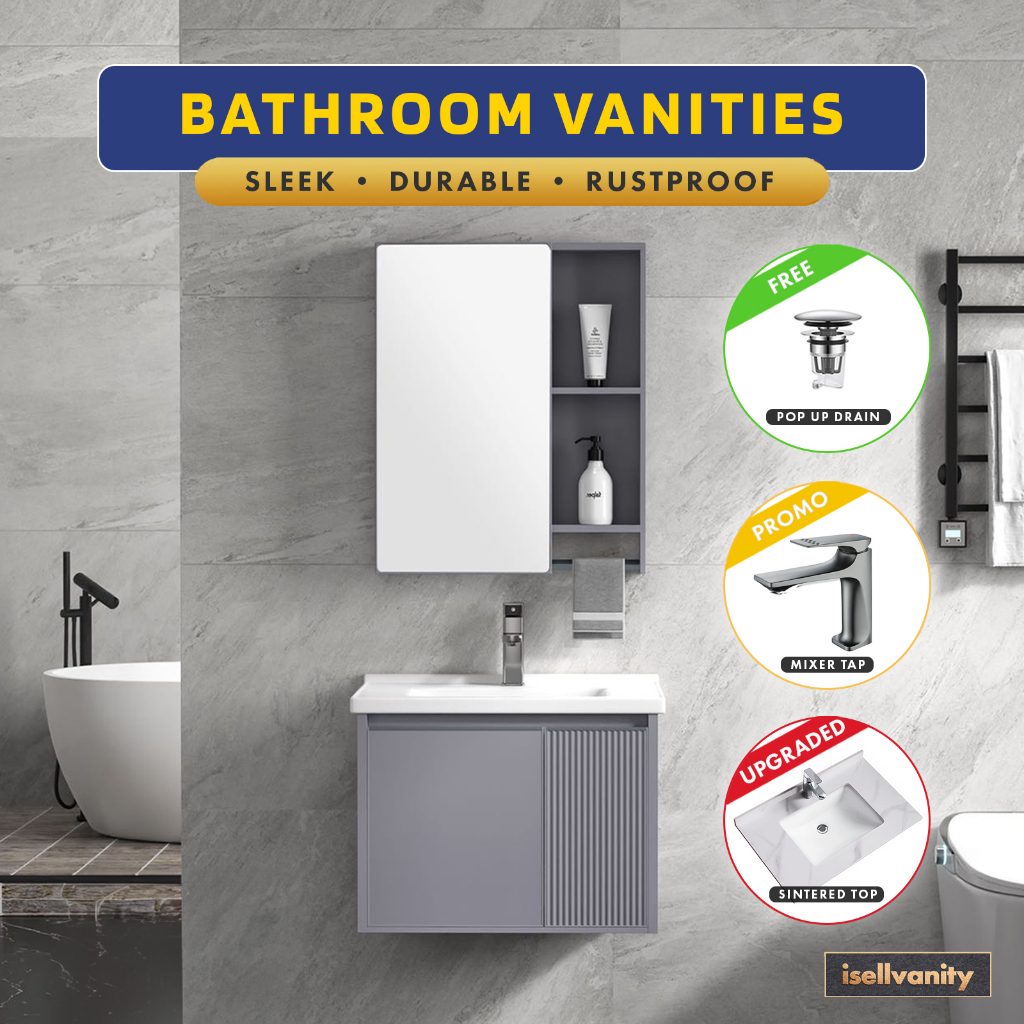 Bathroom Vanity Cabinet Set - 60cm Basin, Mirror Shelving, Toilet ...