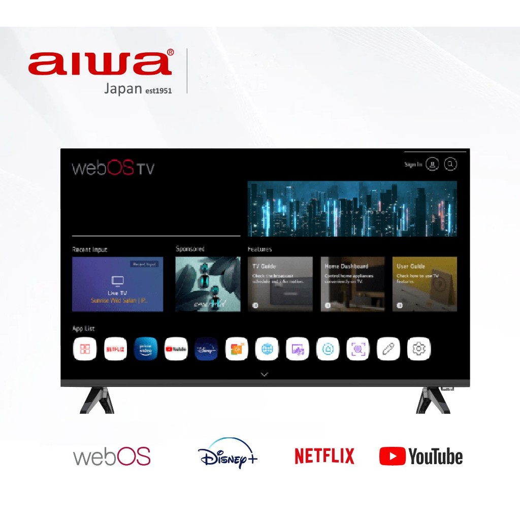 AIWA 32" HD FRAMELESS WEBOS SMART TV WS -326SH | Shopee Singapore
