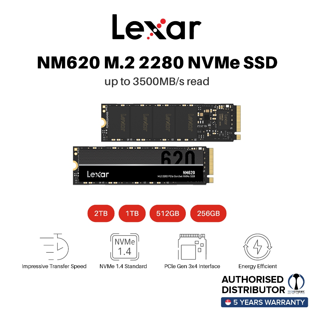 LEXAR NM620 M.2 2280 PCIe Gen3x4 NVMe Internal SSD, 3500MB/s Read ...