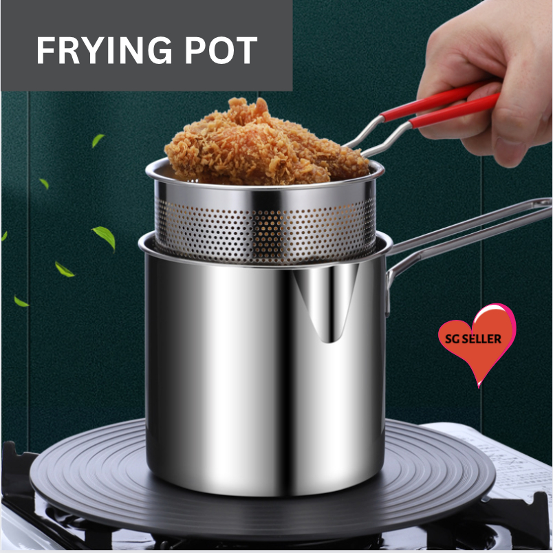 Mini Deep Fryer Pot 304 Stainless Steel Pot with Frying Basket | Shopee ...