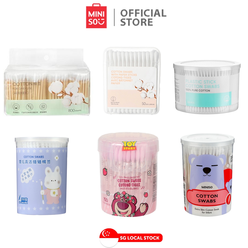 MINISO Hygenic Eco-Friendly Cotton Swabs (Wooden Stick/ Paper Sticks ...