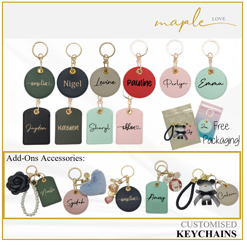 [SG] Customised | Personalised Name PU Leather Keychain | Key Tag ...
