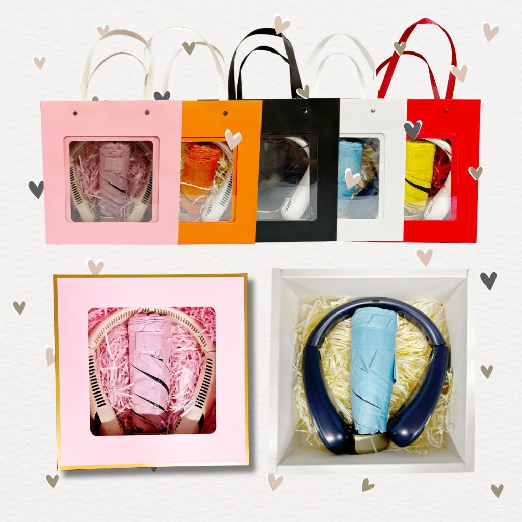 CNY Gift Pocket Umbrella Neck Fan Gift Box Valentine's Day Teacher's ...