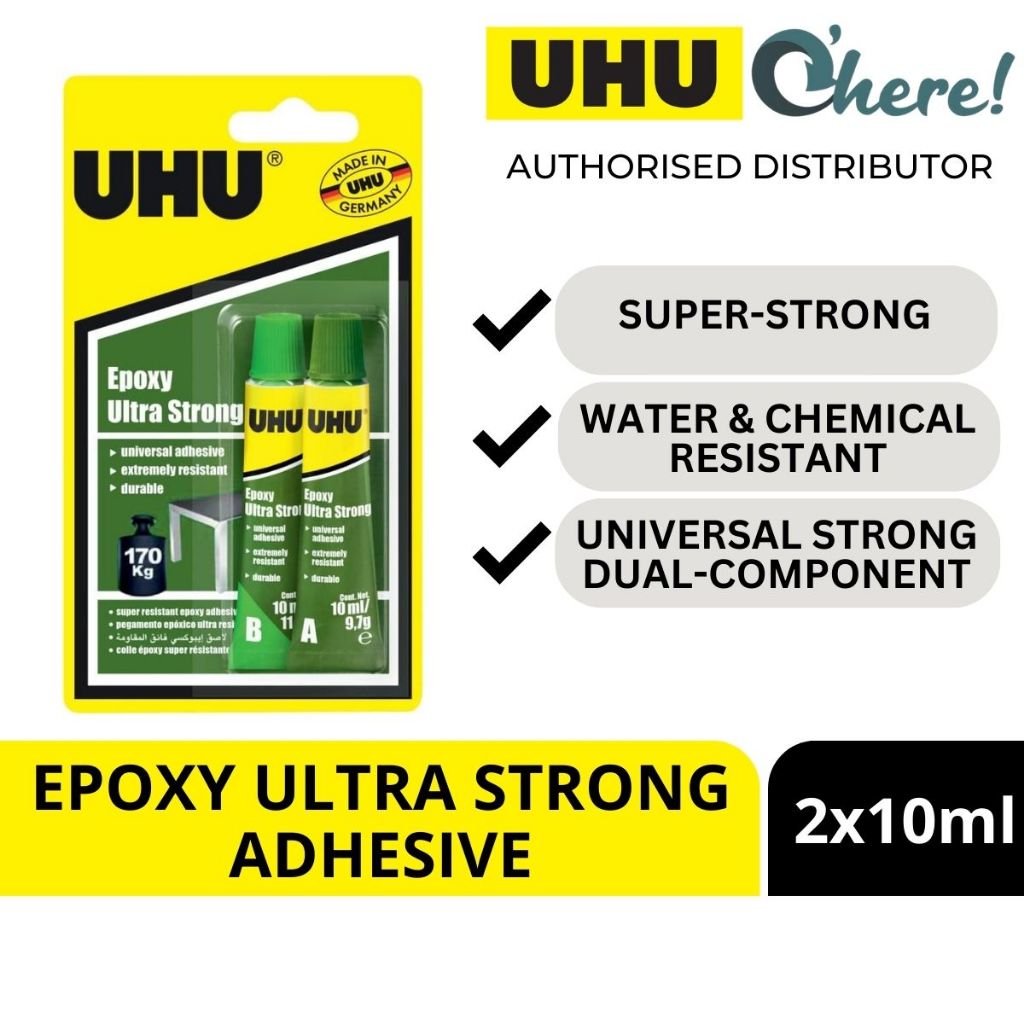 UHU Epoxy Ultra Strong Adhesive, 2 Pcs, 10 ml | Shopee Singapore