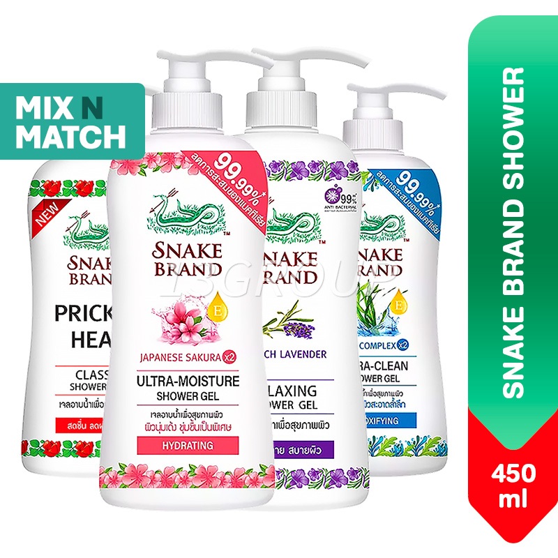 Snake Brand Shower Gel Prickly Heat Body Wash, 450ml (M4) | Shopee ...