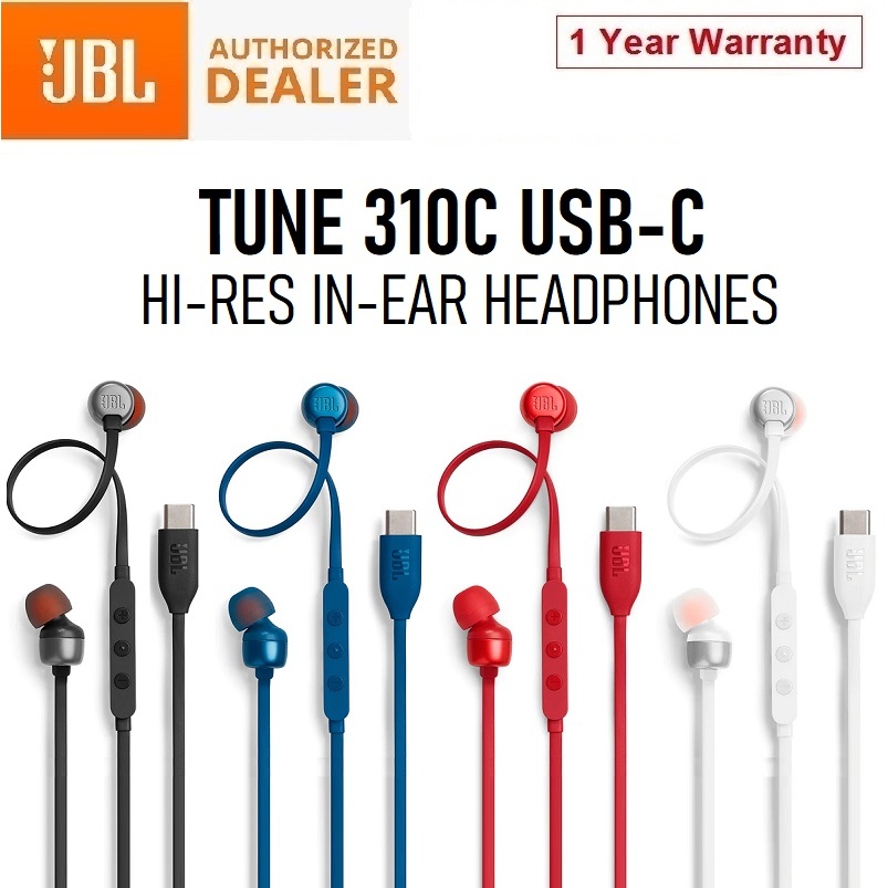 JBL Tune 310C USB-C Wired Hi-Res In-Ear Headphones Earpiece with Mic ...
