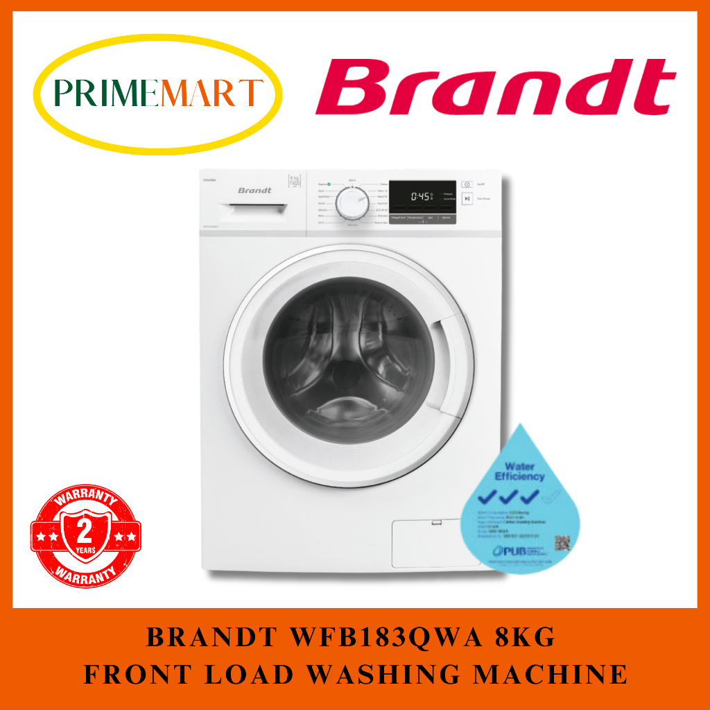 BRANDT WFB183QWA 8KG FRONT LOAD WASHING MACHINE + 2 YEARS WARRANTY ...
