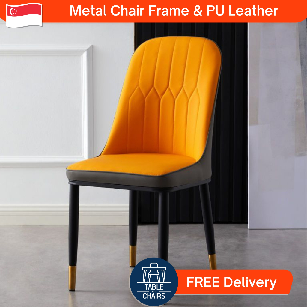 [SG] Dining Table Chairs | Metal Chair Frame & PU Leather | Nordic ...