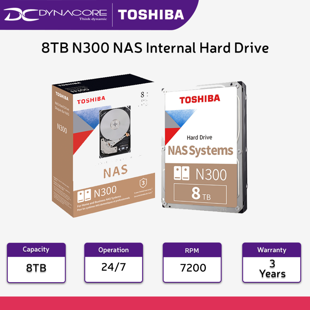 Toshiba 8TB N300 NAS 3.5 Inch SATA Internal Hard Drive | Shopee Singapore