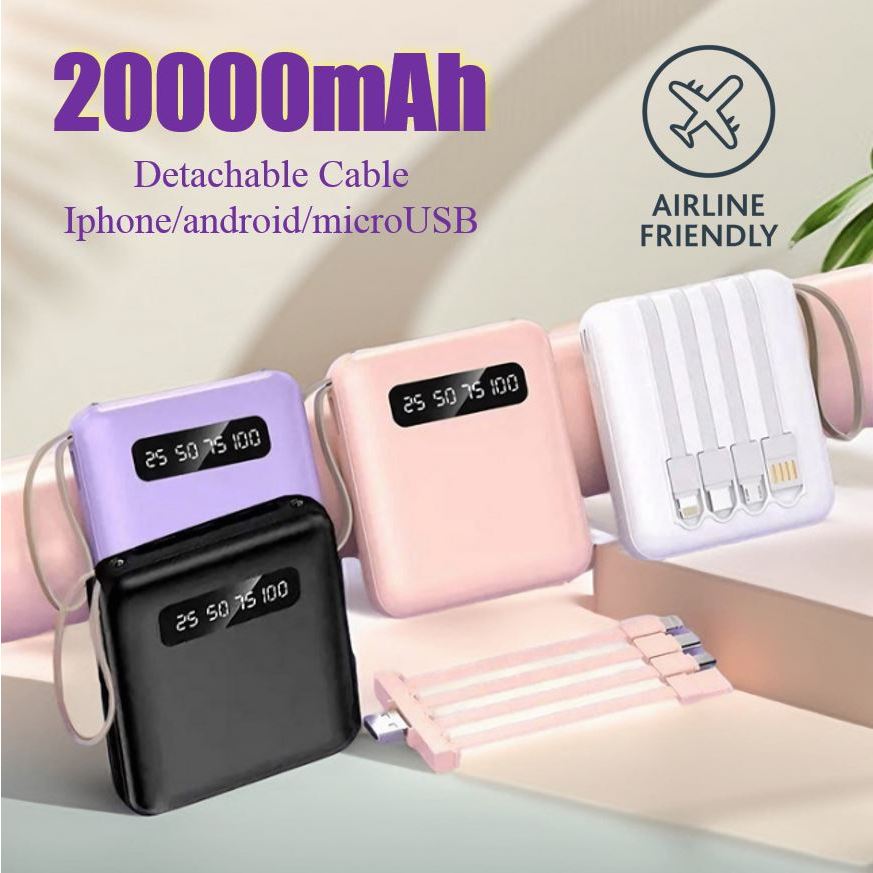 Macaron Fast Charging Power Bank Cable Powerbank 20000 Mah 5 in 1 ...
