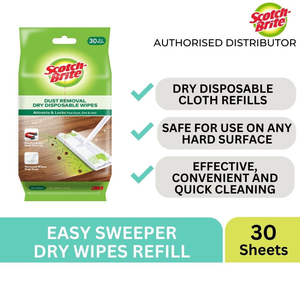 3M Scotch Brite Easy Sweeper Dry Wipes 30 Sheets | Shopee Singapore