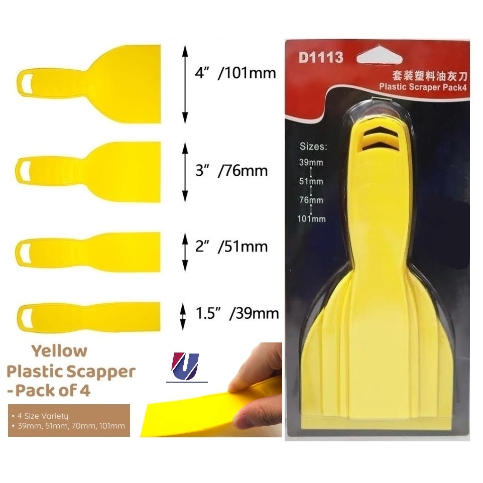 Multi-Purpose 4 Pieces Plastic PVC Scraper Set Putty Knife Installation ...