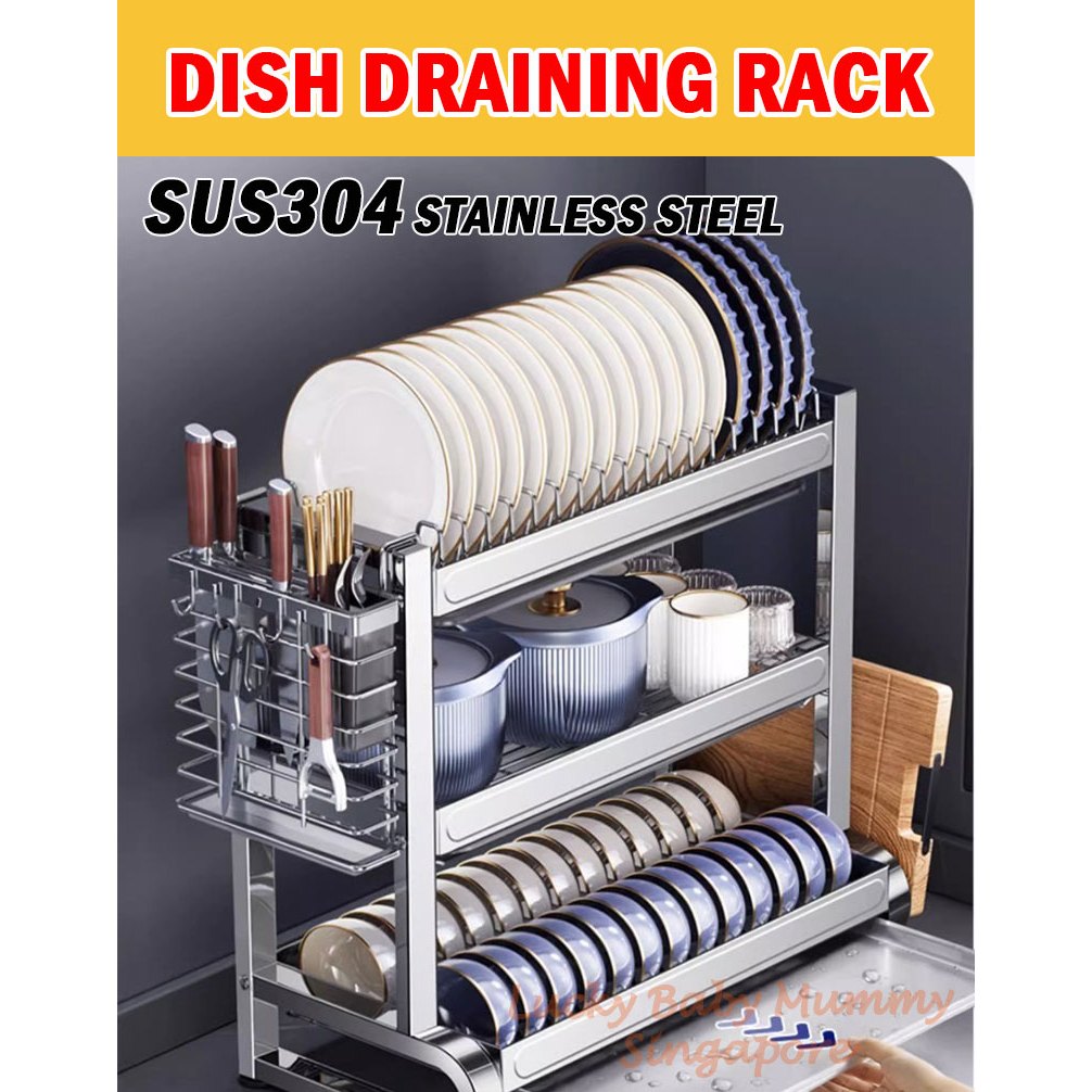 SUS304 Stainless Steel Dish Draining Rack Anti-rust Kitchen Sink Shelf ...