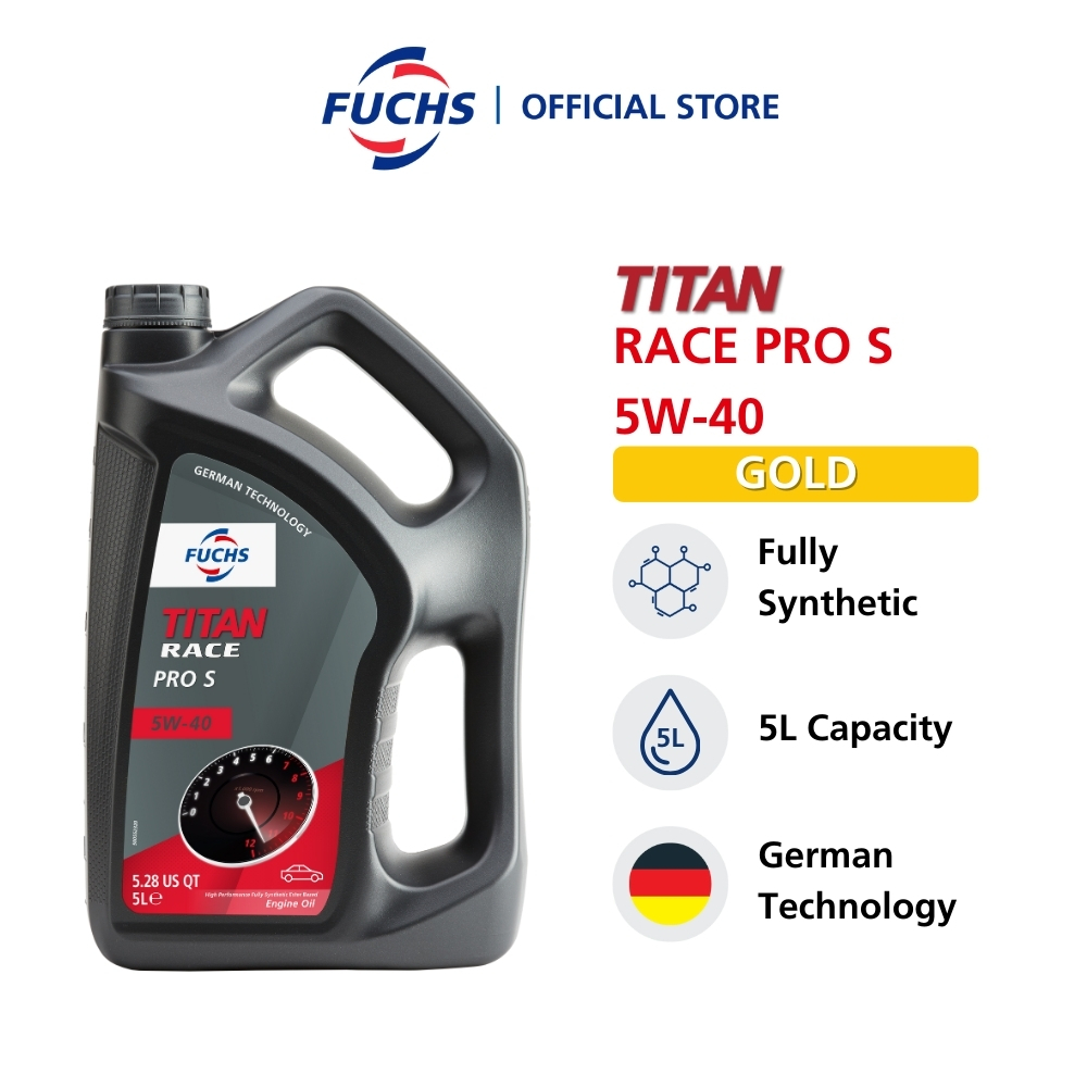 Titan Race Pro S 5W40 Fully Synthetic Engine Oil 5L Ester PAO Based Car ...