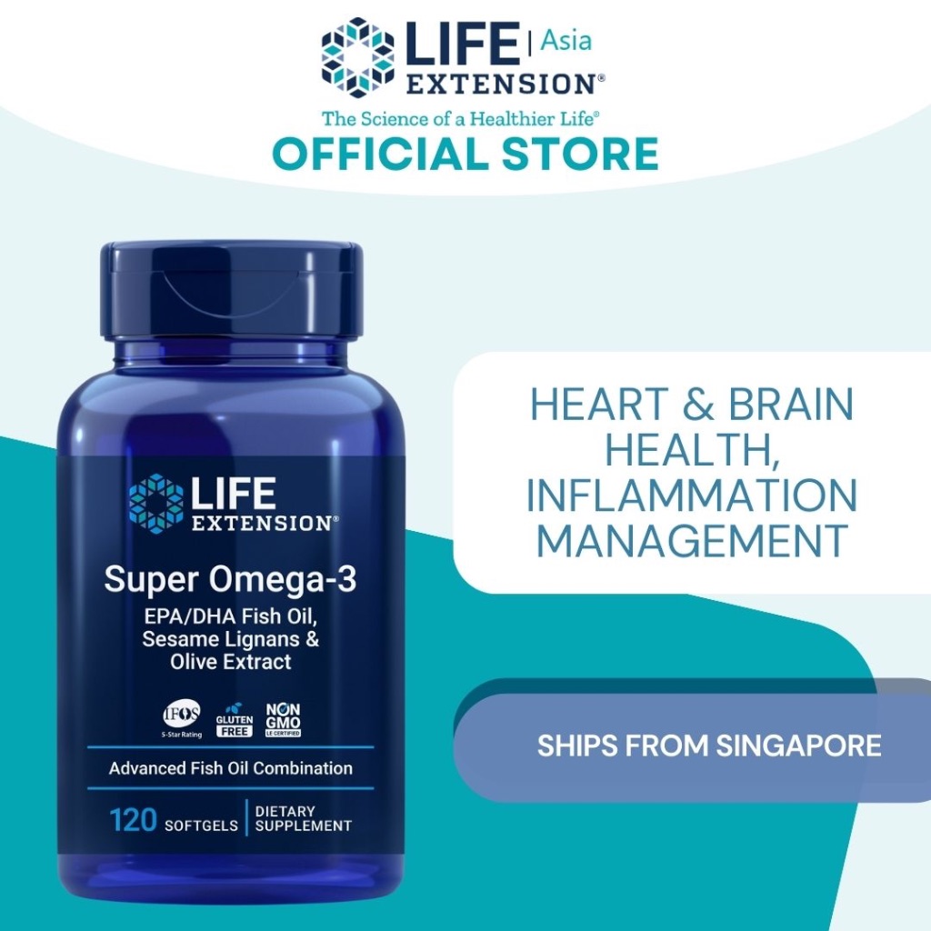 LIFE EXTENSION Super Omega-3 EPA/DHA Fish Oil, Sesame Lignans & Olive Extract Omega 3 Fatty ...