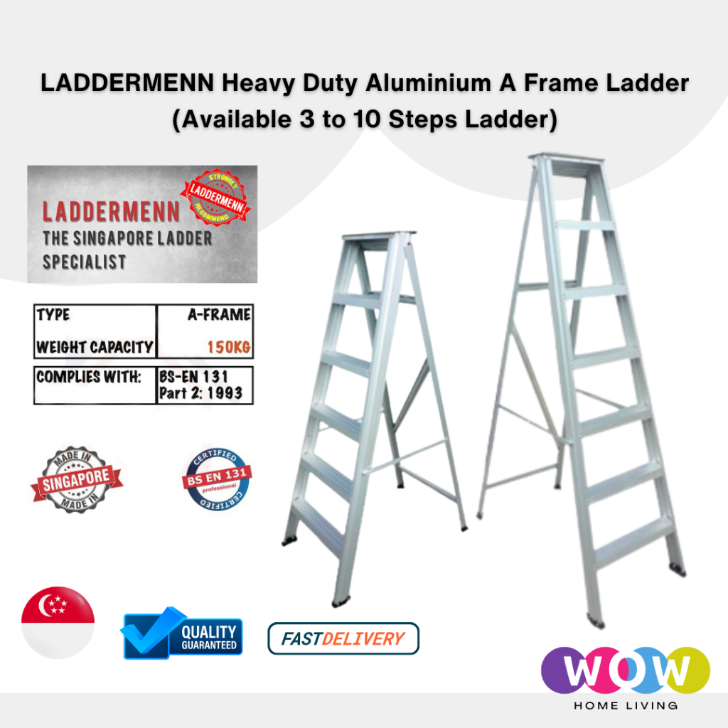 LADDERMENN Heavy Duty Aluminium A Frame Ladder 150Kg Available (3 to 10 ...