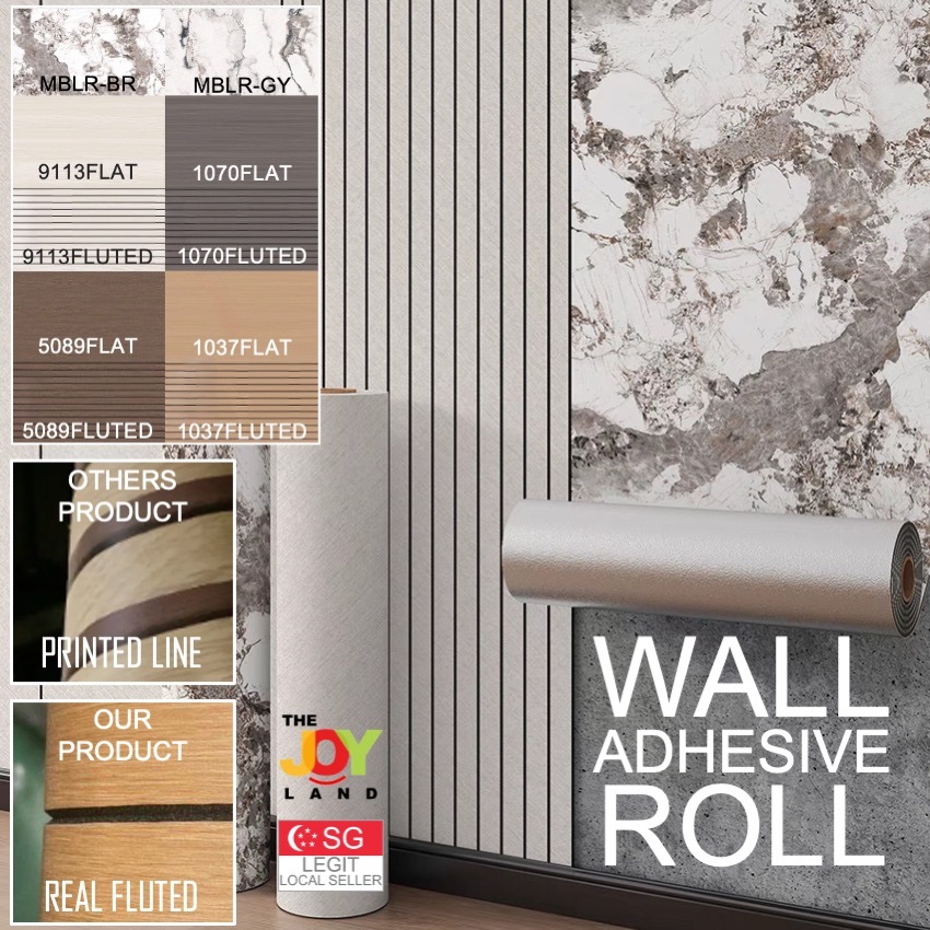 [Local Seller] Sticker Ease Wall Adhesive Roll Fluted Wallpaper Easy ...