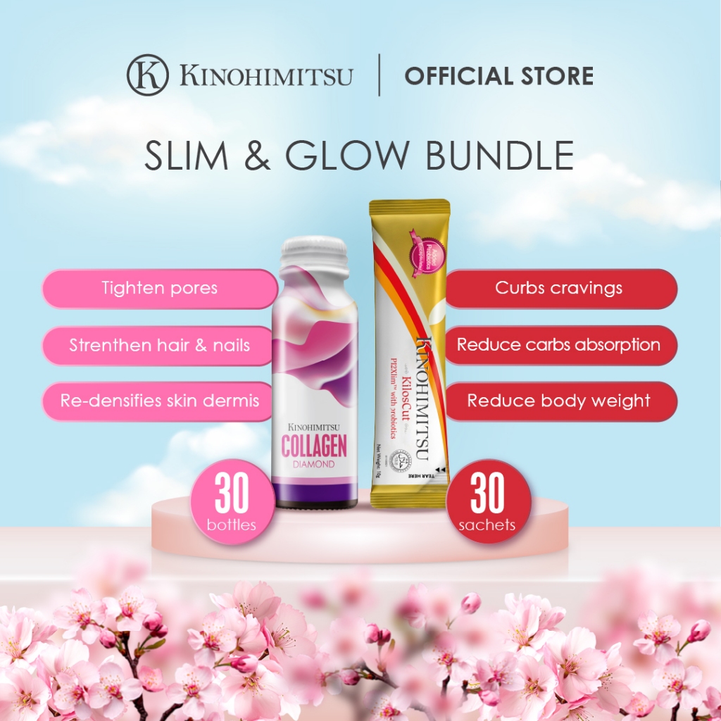 Kinohimitsu Slim & Glow Bundle (Collagen Diamond 30's + Kiloscut 30's ...