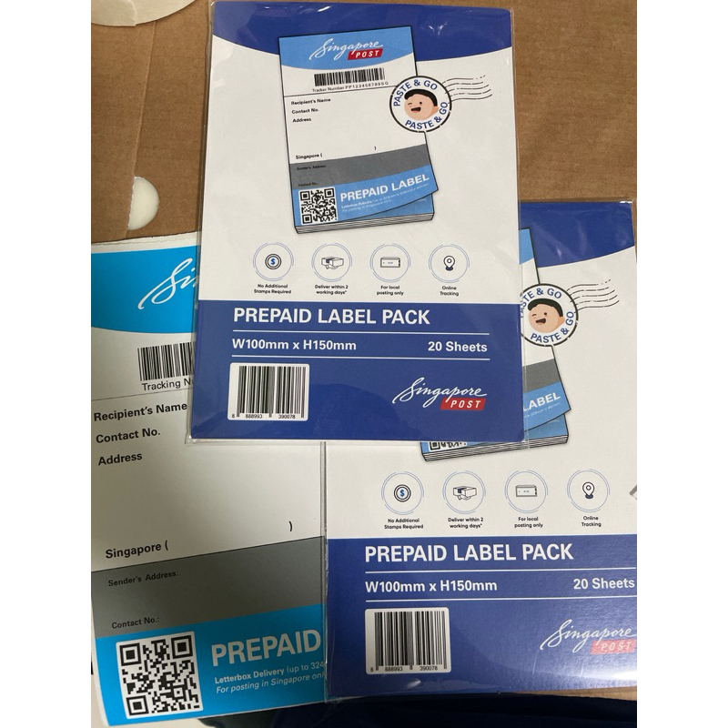 40PC SINGPOST Basic Package Prepaid Label TRACKED RESGISTERED Mail ...