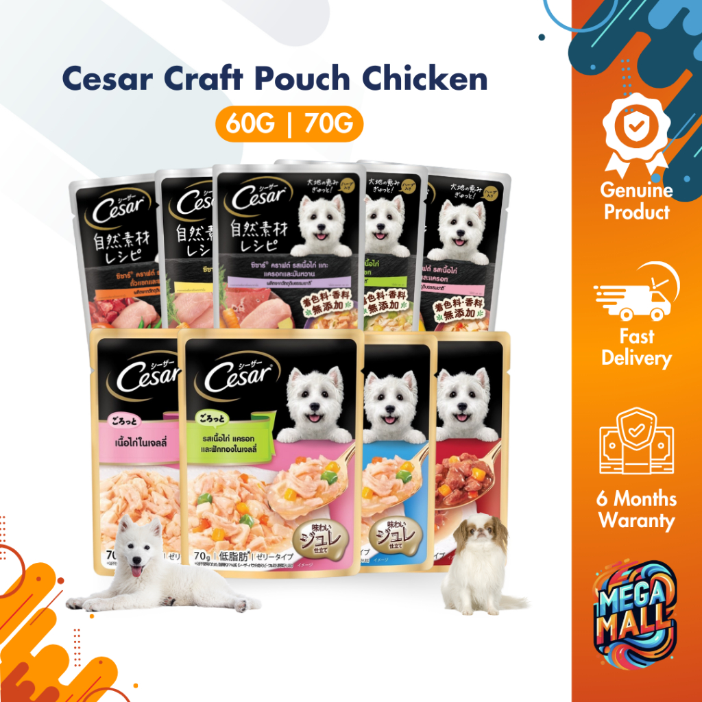 Cesar Craft Wet Dog Food Pouch 60g/70g - Chicken & Veggie Blend | Shopee Singapore