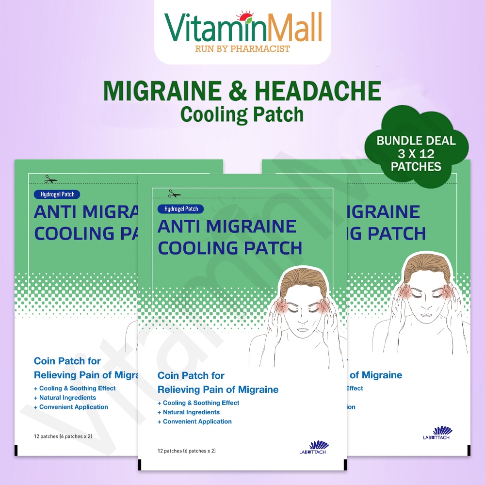 [TRIPLE PACK] Labottach Anti Migraine Headache Relief Patch - Faster Acting Than Migraine Relief ...