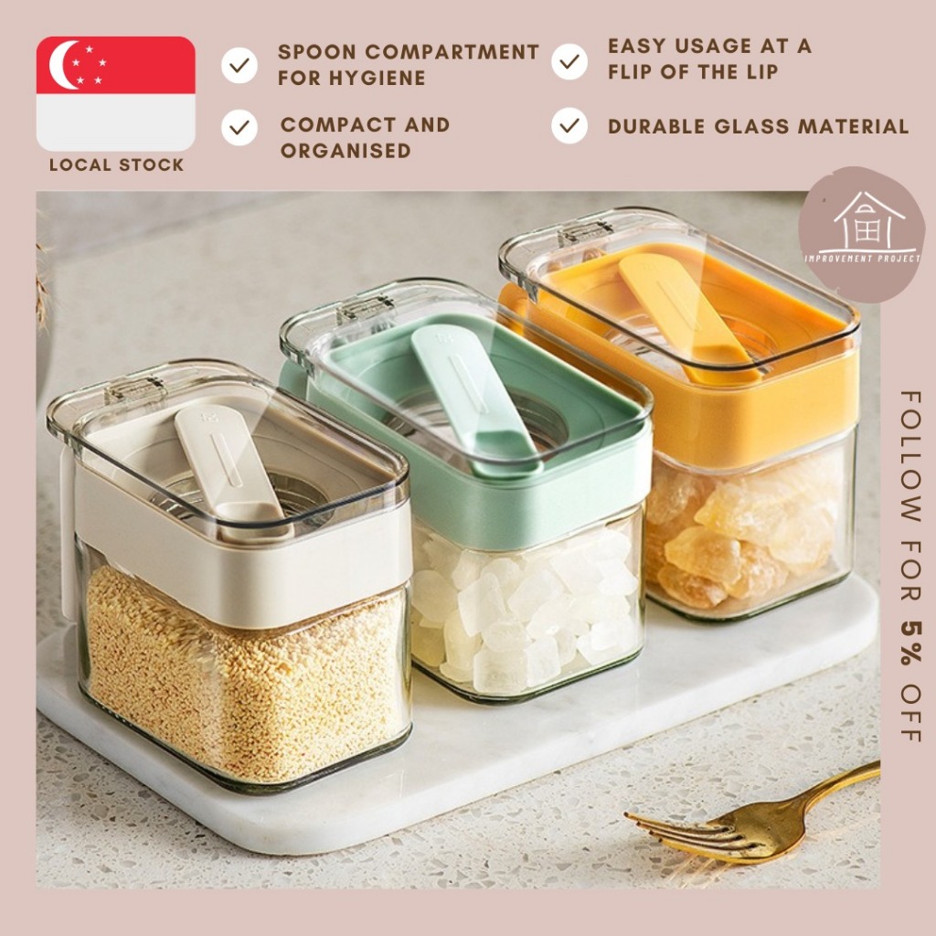 [SG STOCKS] Spice Glass Jar, Seasoning, Condiments Jar with Flip Opener ...