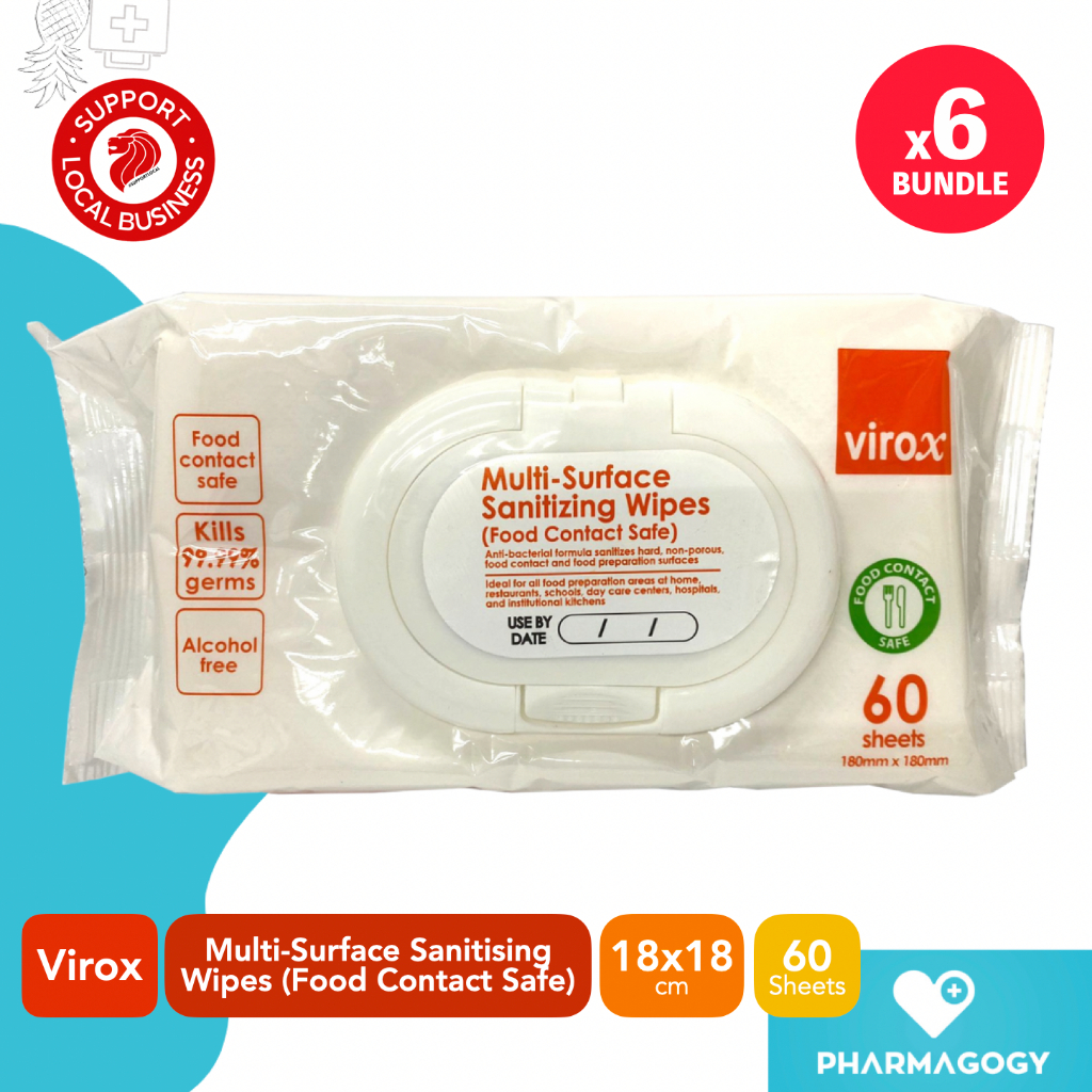 [Bundle of 6] Virox Multi-Surface Sanitizing Wipes (Food Contact Safe ...