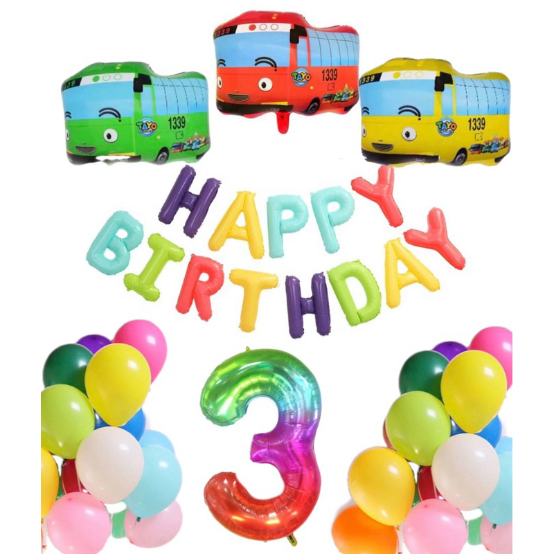 [Ready Stock] Tayo the Little Bus theme Happy Birthday Balloons Party ...