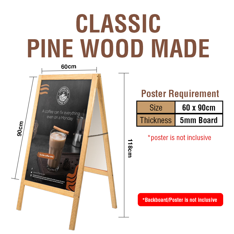 Wooden A Board Poster Stand | A Shape Wooden Foamboard Poster Stand ...