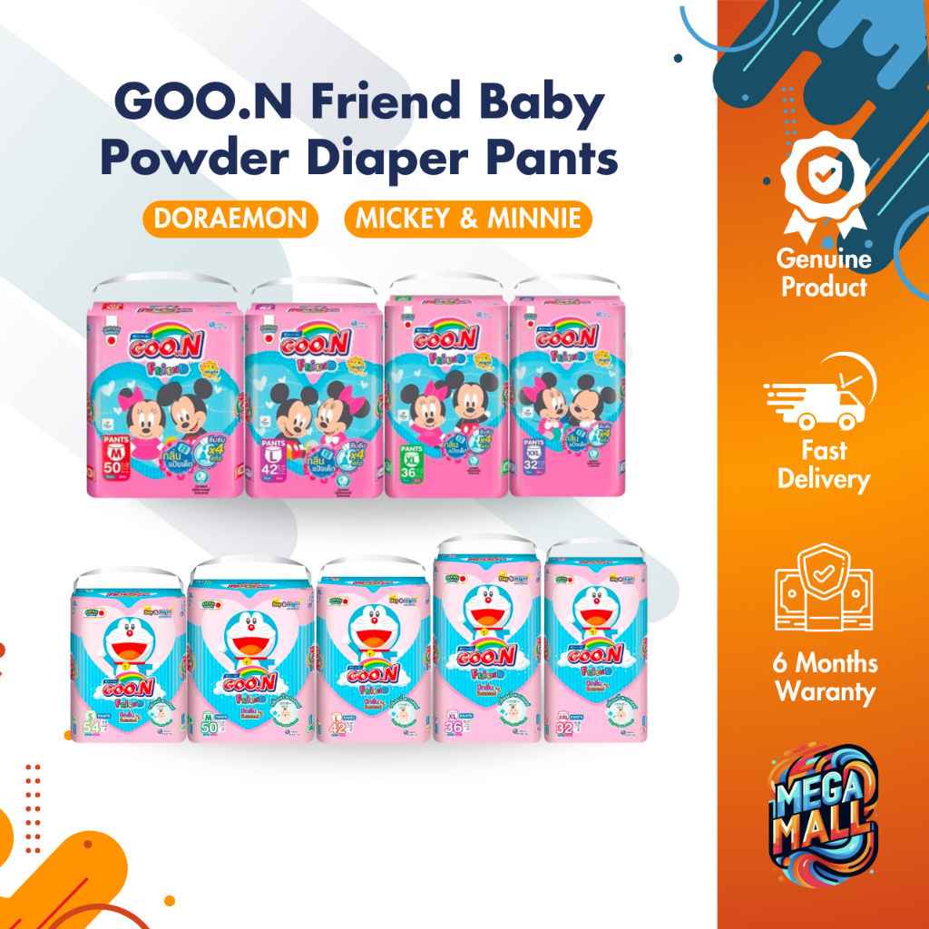 GOO.N Friend Baby Powder Diaper Pants Doraemon Mickey & Minnie Design S ...